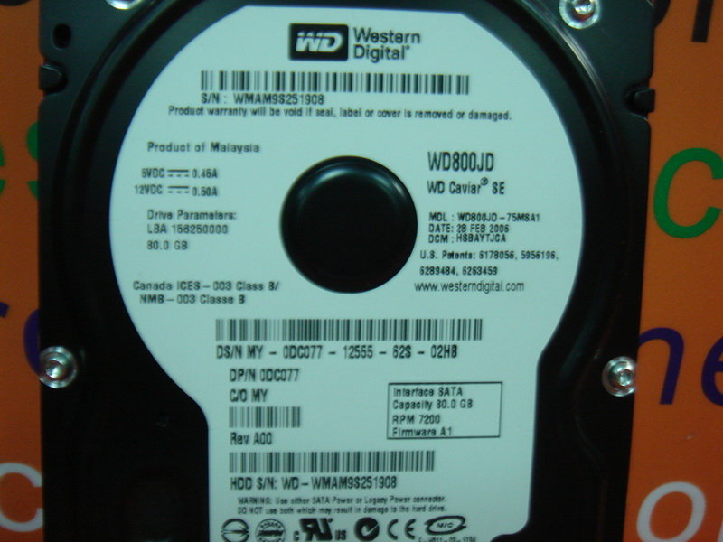 Western Digital WD800JD-75MSA1 80GB SATA Hard Drive - 裕益科技自動化設備可程式編碼器PLC分散式控制系統DCS